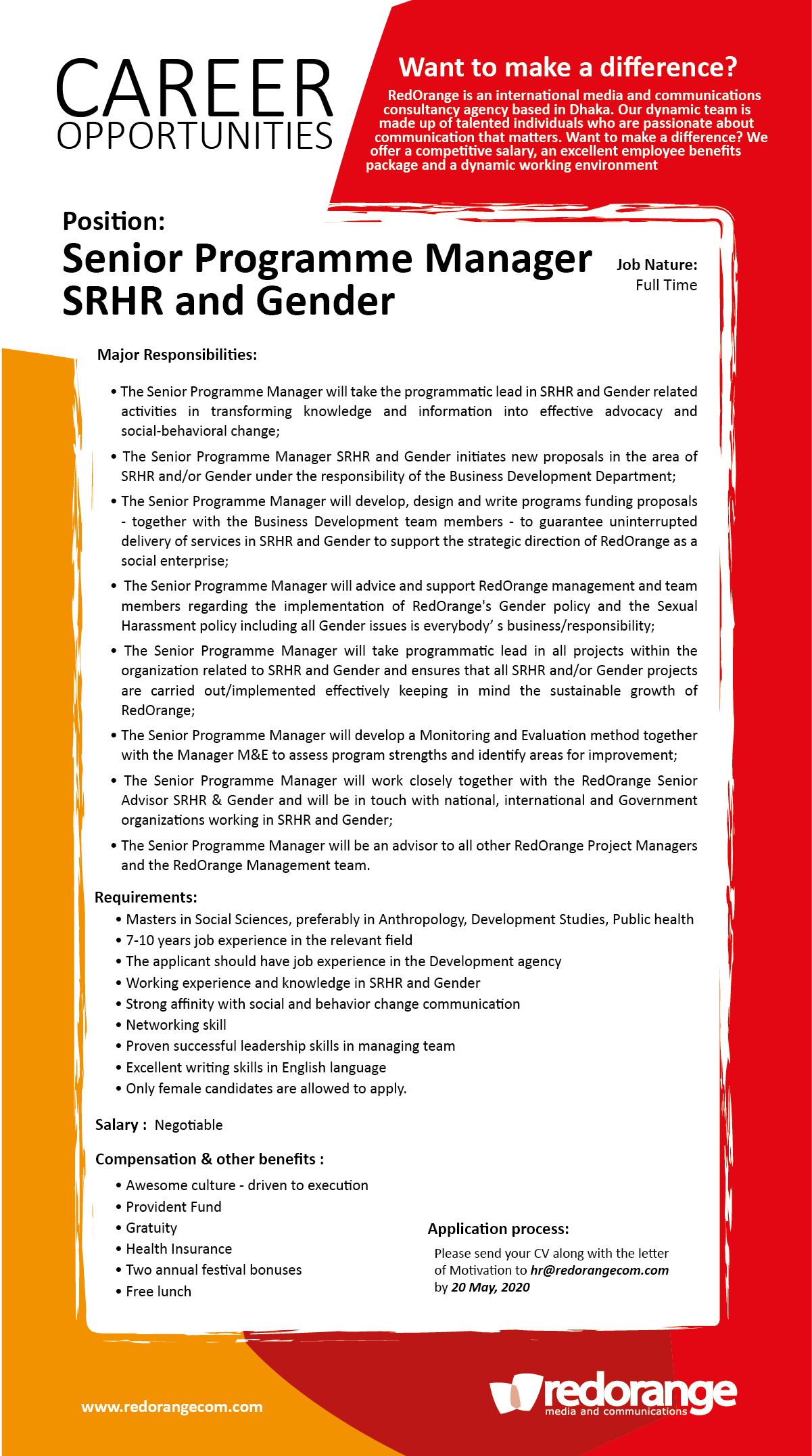 Senior Programme Manager SRHR & Gender - Share-Net Bangladesh